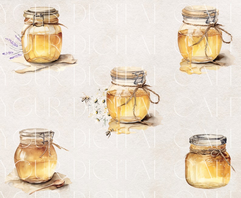 Watercolor Honey Bee Clipart, Floral Clipart, Bees PNG, Spring Flowers ...