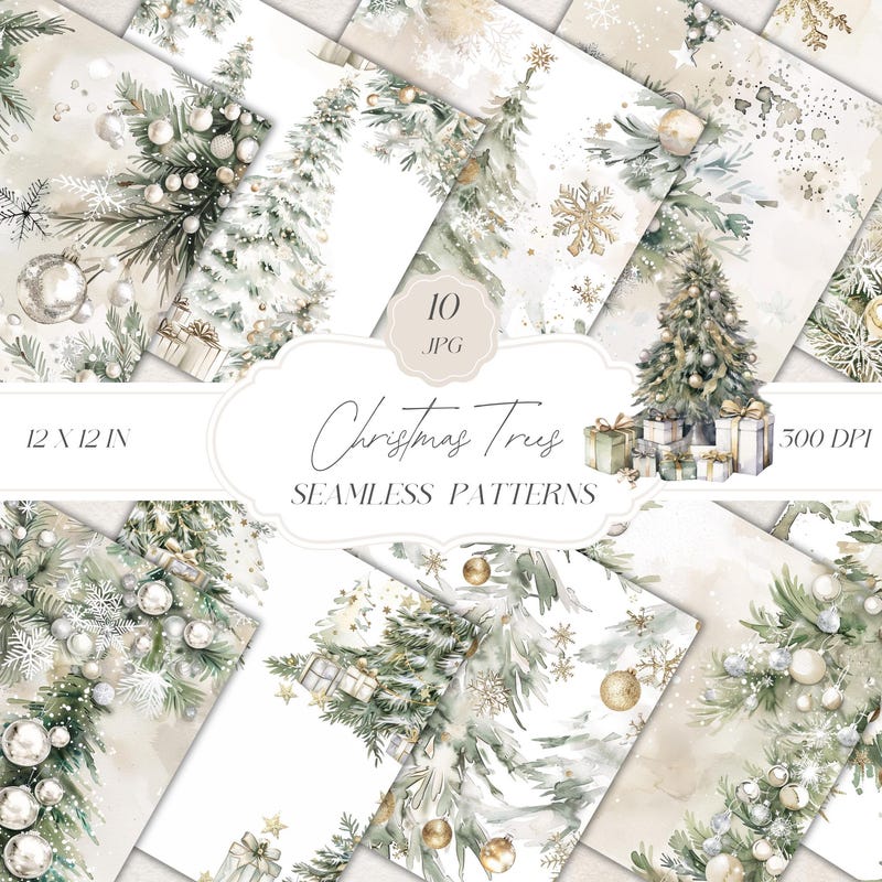 Watercolor Christmas Digital Paper - Etsy