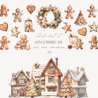 Watercolor Christmas Cookies Clipart, Gingerbread Clip Art, Holiday ...