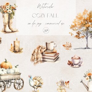 Watercolor Cozy Fall Clipart Fall Decor Watercolor Watercolor Cozy ...