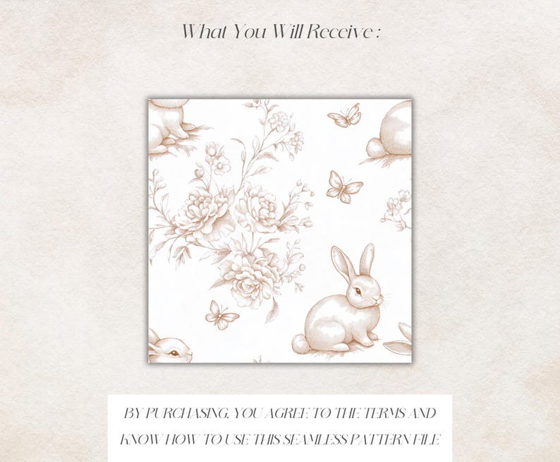 Neutral Toile Bunnies Seamless Pattern, Nursery Background, Chinoiserie ...
