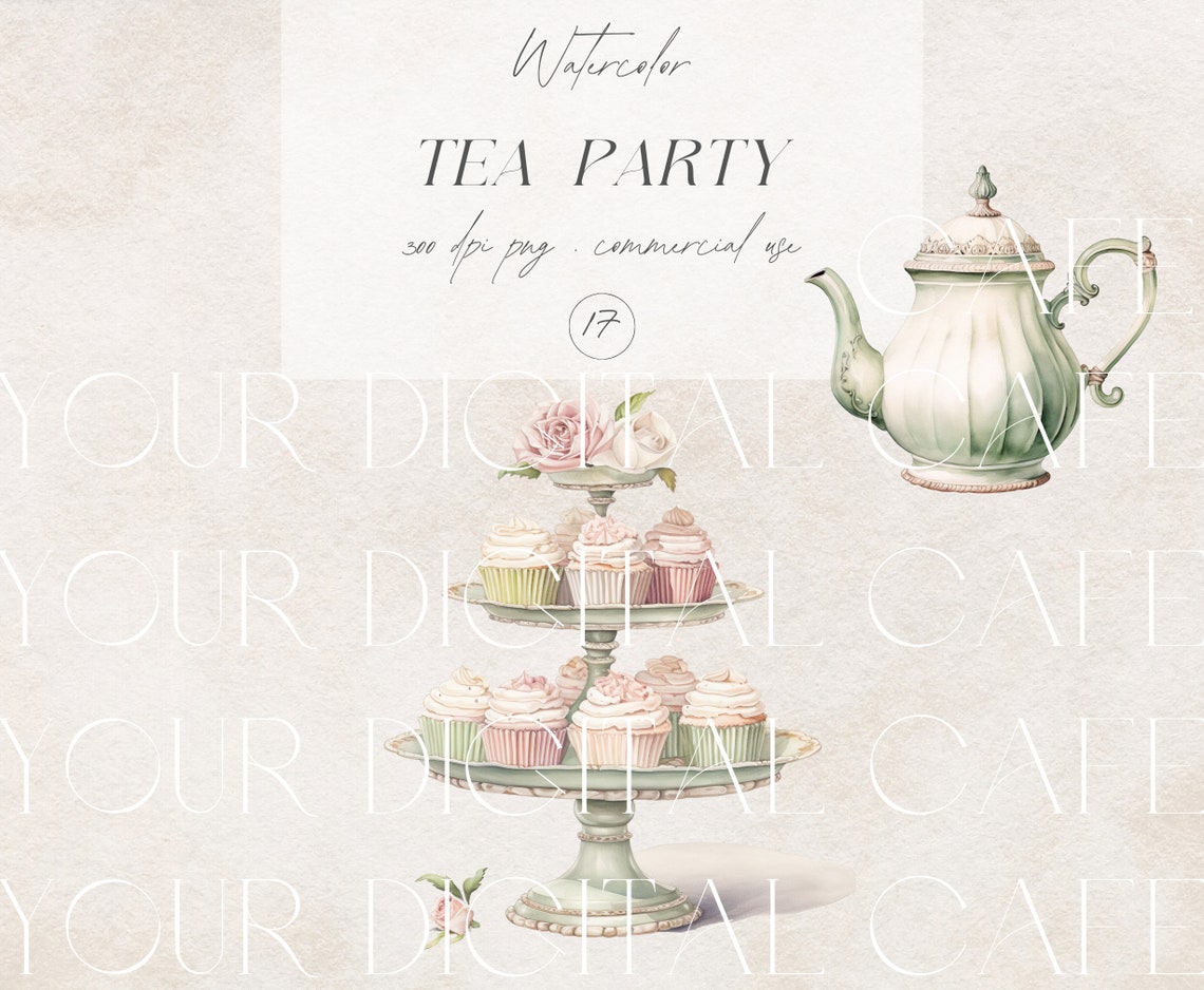Tea Party Clipart Watercolor Tea Time Clipart Tea Party Graphics ...