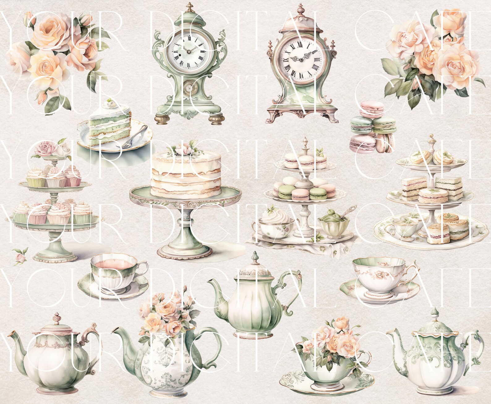 Tea Party Clipart Watercolor Tea Time Clipart Tea Party Graphics ...
