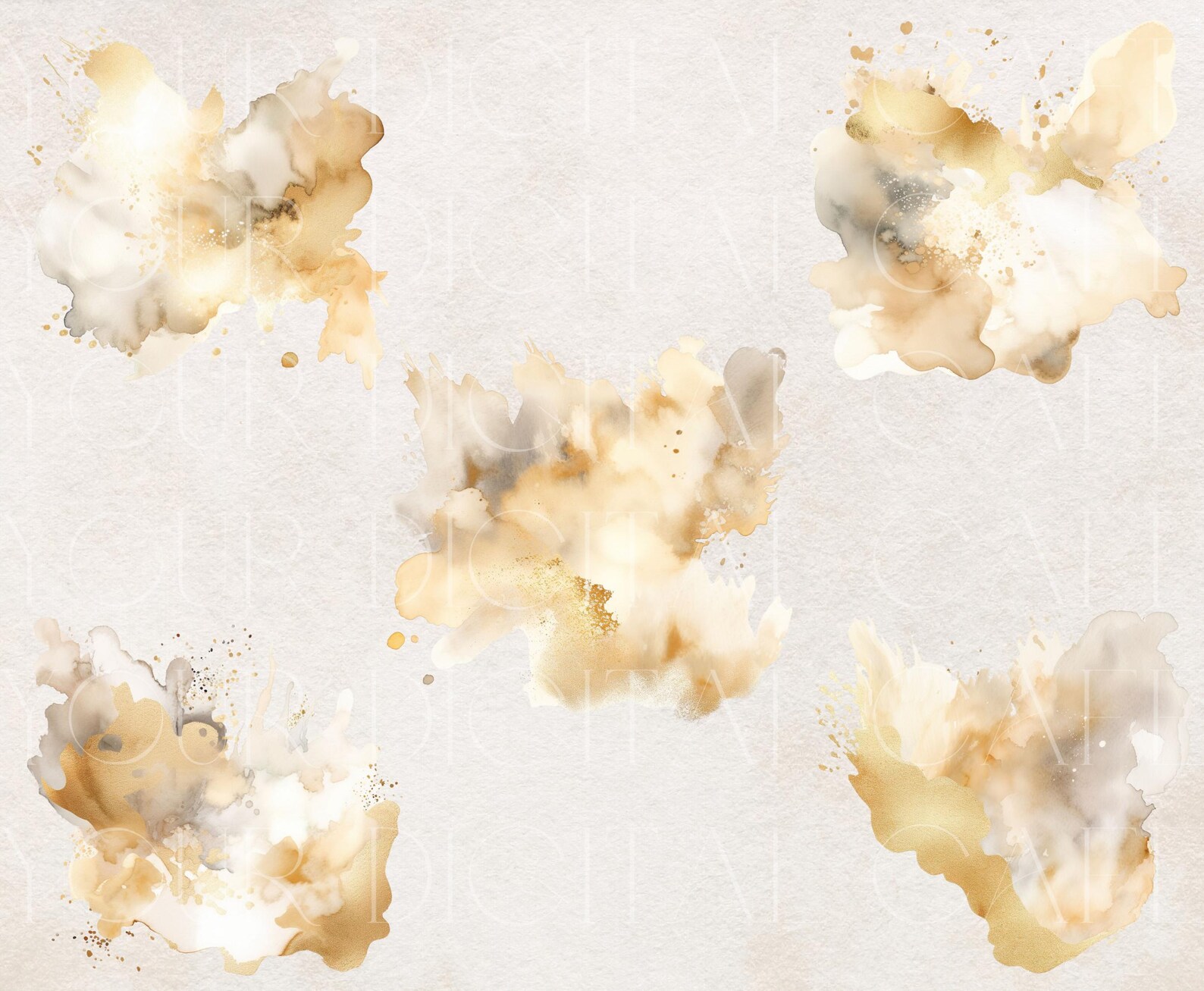 Neutral Splatter Clipart Bundle, Watercolor Splash Clip Art, Paint ...