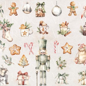 Watercolor Christmas Clipart Bundle, Cozy Christmas Graphics, Boho ...