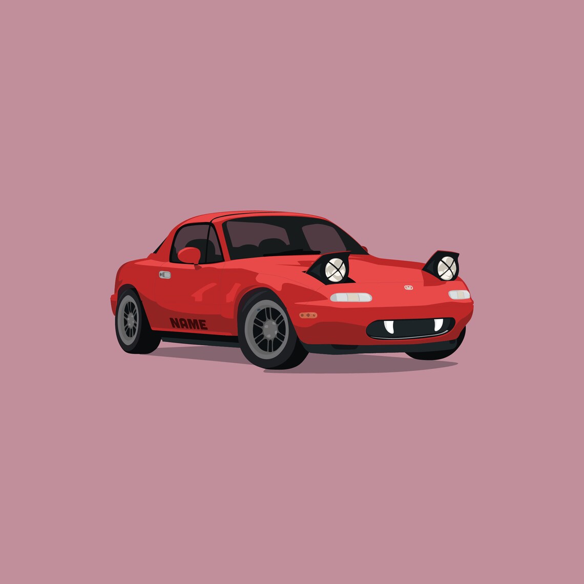 DIGITAL ILLUSTRATION Aesthetic Miata Car Illustration - Etsy