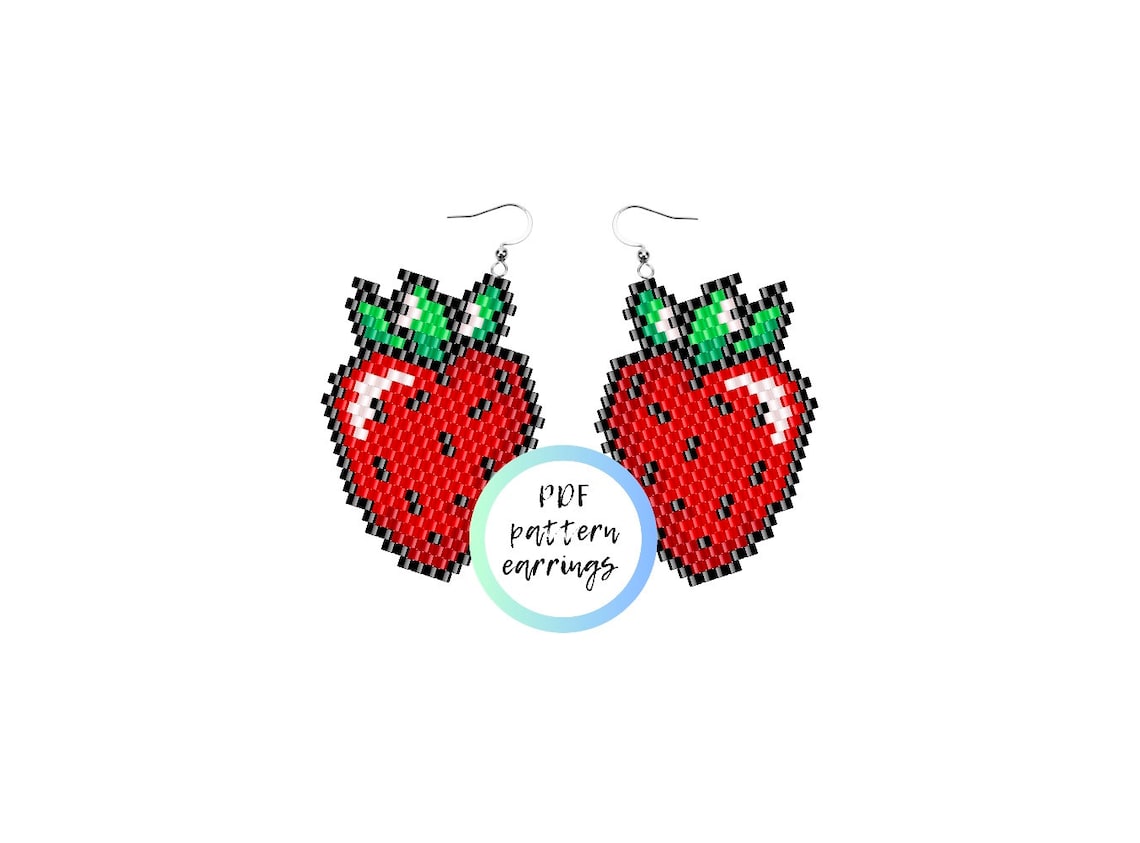 Strawberry Beaded Earrings PDF PATTERN Brick Stitch - Etsy