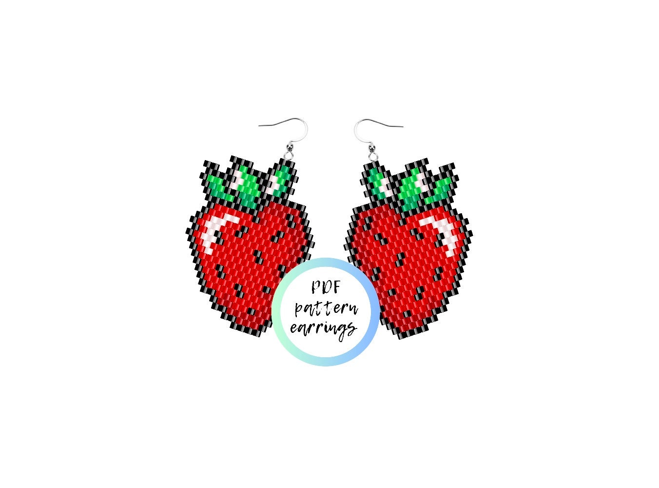Strawberry Beaded Earrings PDF PATTERN Brick Stitch - Etsy