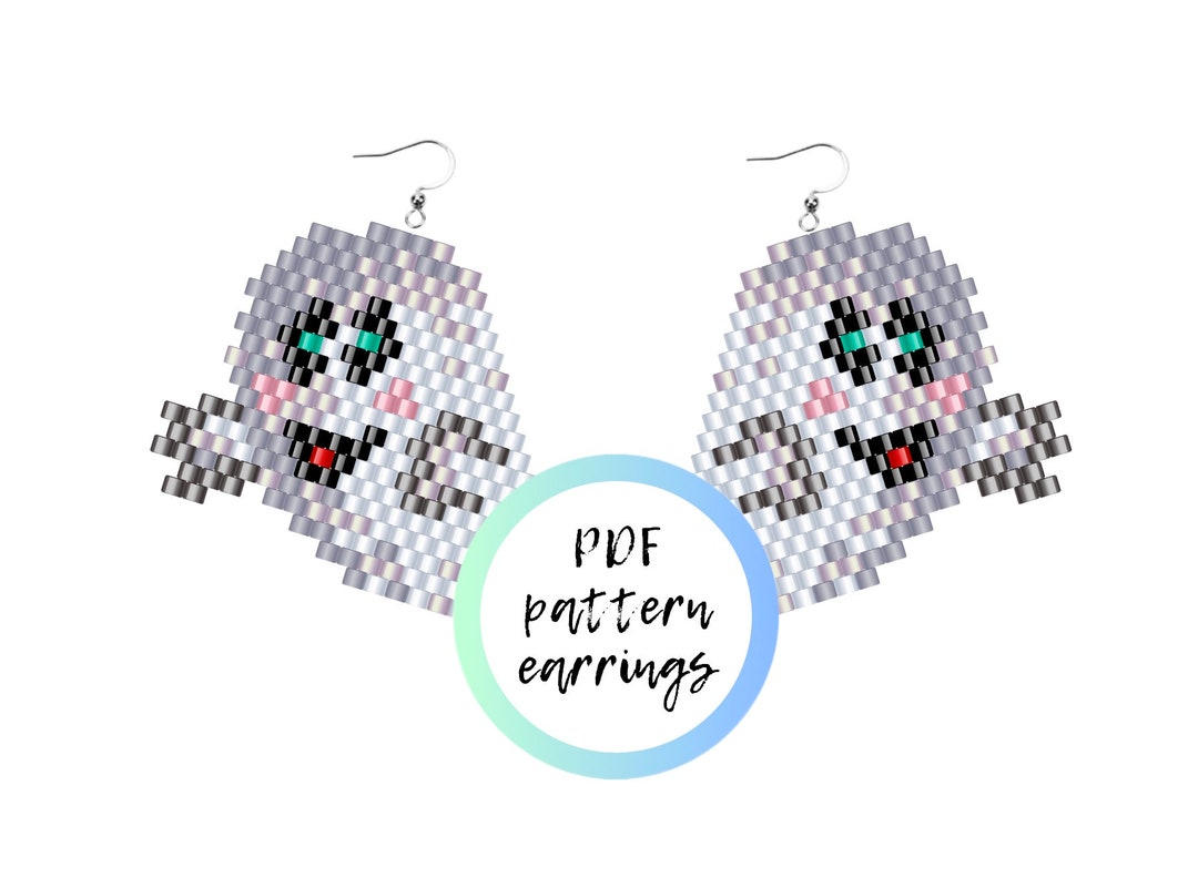 Halloween Goast Beaded Earrings PDF PATTERN Brick Stitch - Etsy