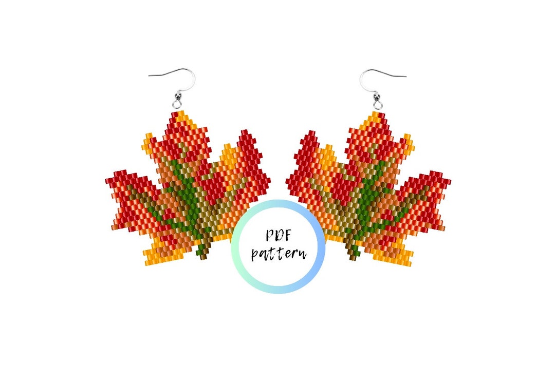 Beaded Maple Leaf Earr PDF PATTERN Brick Stitch - Etsy