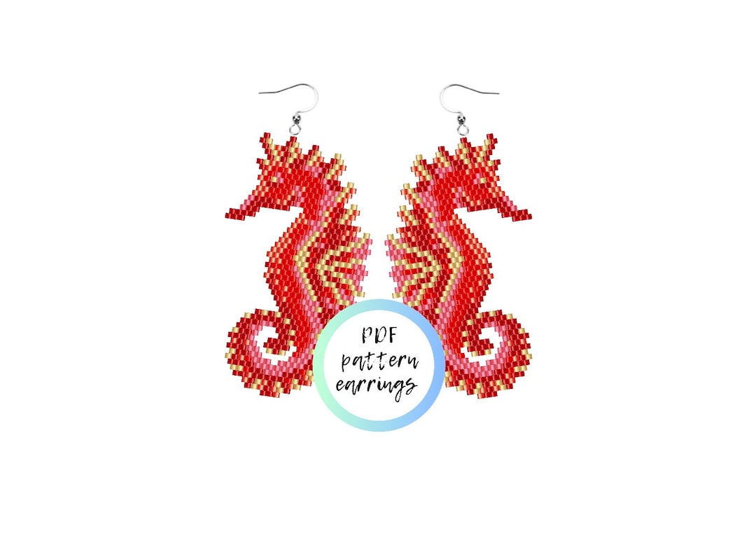 Seahorse Earrings PDF Beaded Pattern Brick Stitch - Etsy