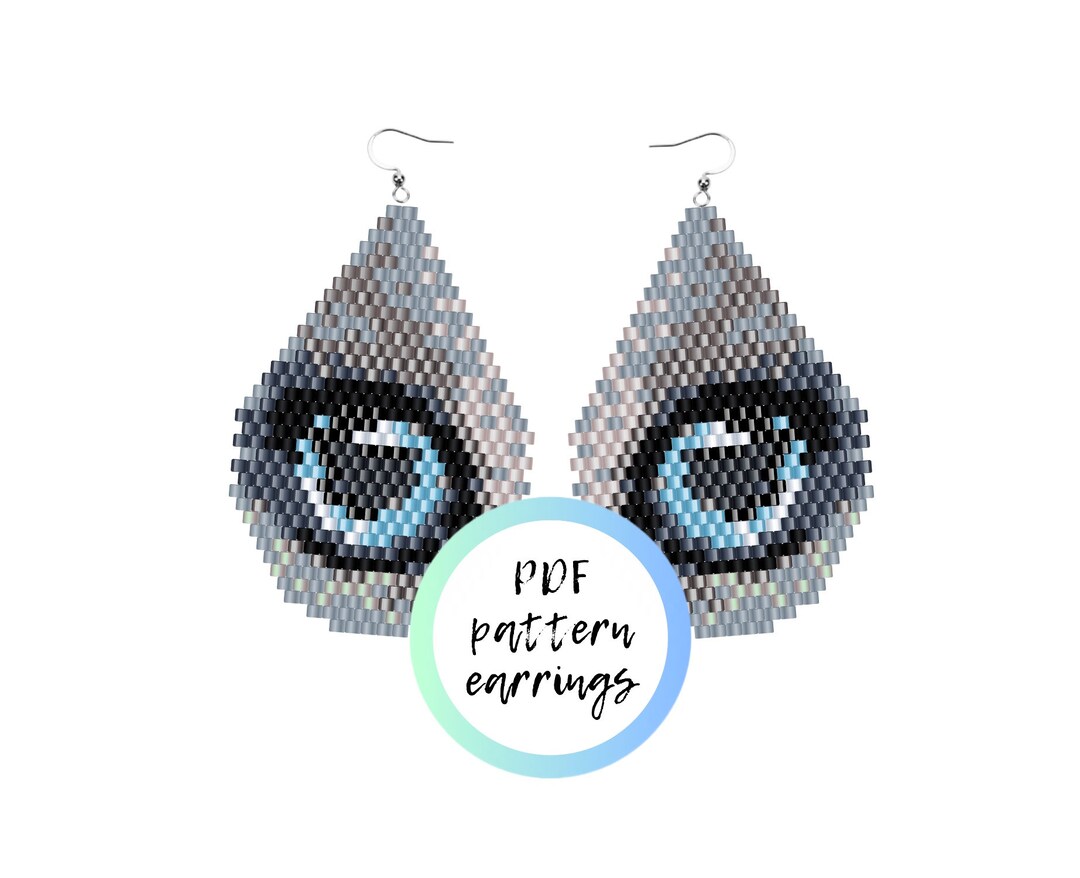 Cat Blue Eye Beaded Earrings PDF PATTERN Brick Stitch Animal - Etsy