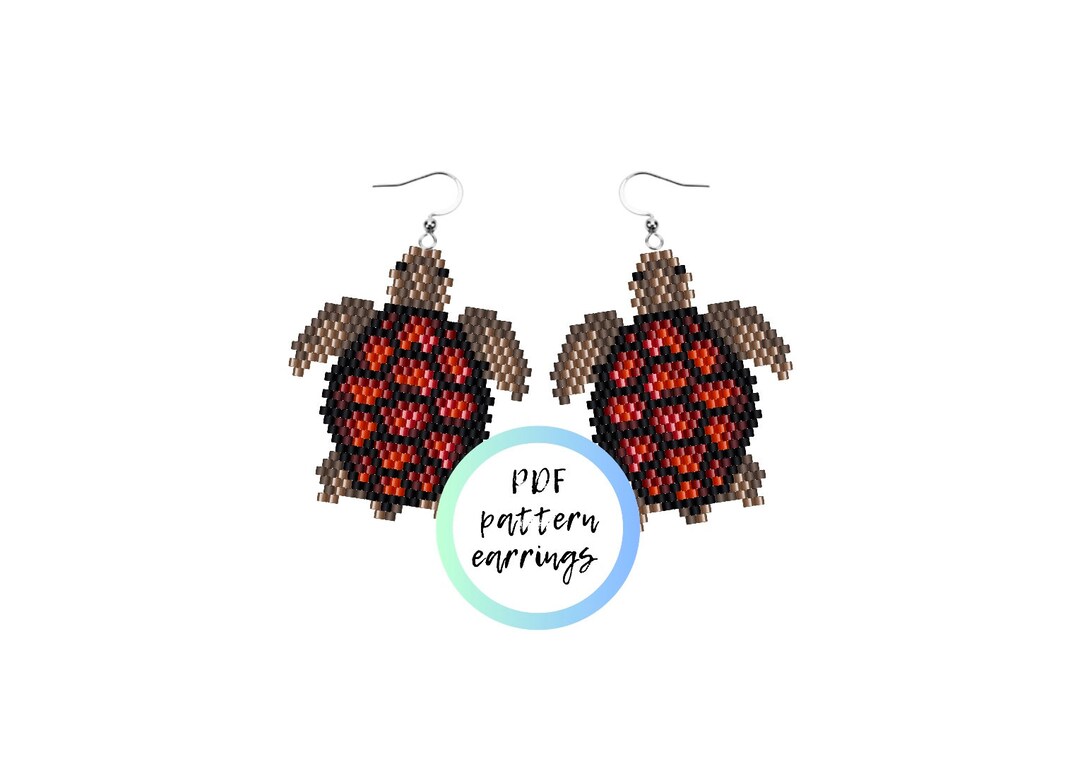 Turtle Beaded Earrings PDF PATTERN Brick Stitch - Etsy