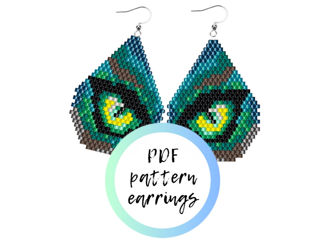 Cat Green Eye Beaded Earrings PDF PATTERN Brick Stitch - Etsy