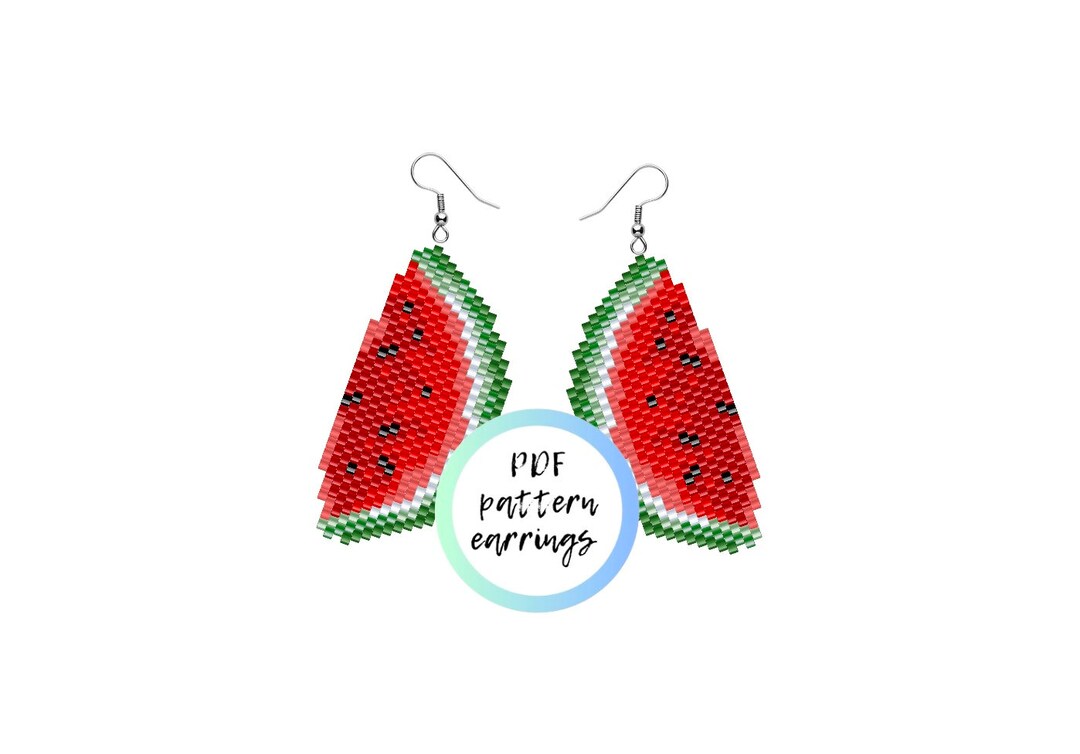 Watermelon Beaded Earrings PDF PATTERN Brick Stitch - Etsy