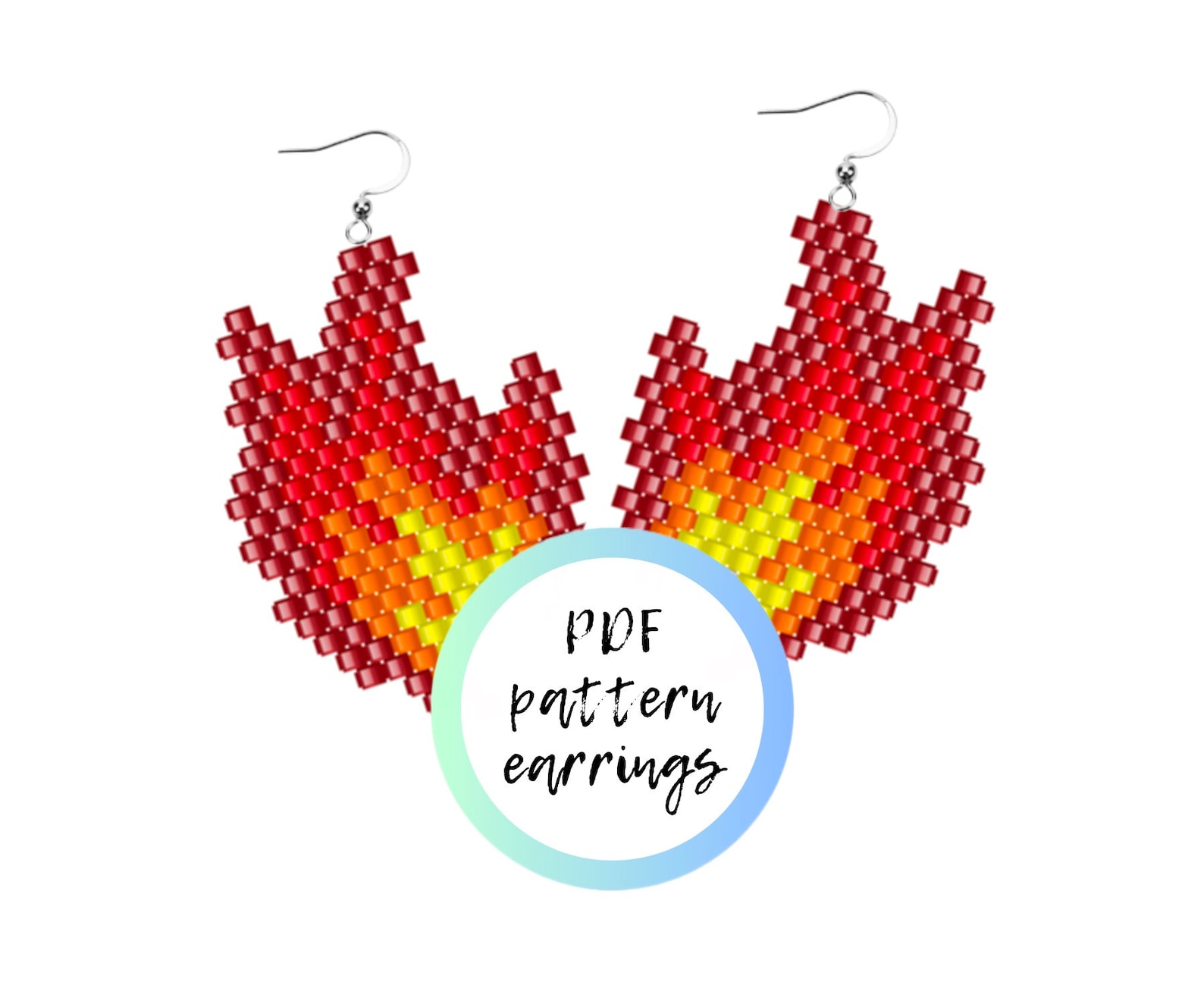 Fire Beaded Earrings PDF PATTERN Brick Stitch - Etsy