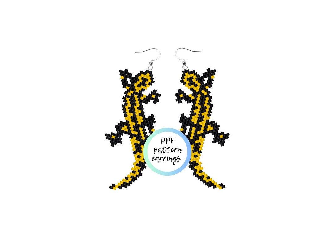 Salamander Earrings PDF Beaded Pattern Brick Stitch - Etsy