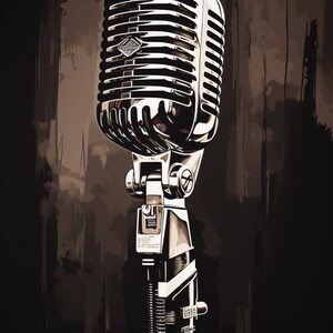 Printable Vintage Microphone Wall Art, Instant Download, Retro Art ...