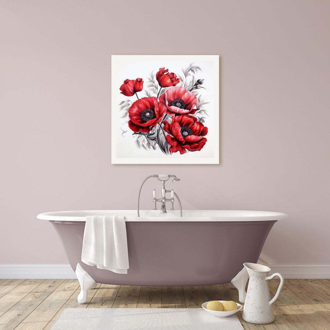 Printable Watercolor Red Poppies Wall Art, Floral Art, Instant Download ...