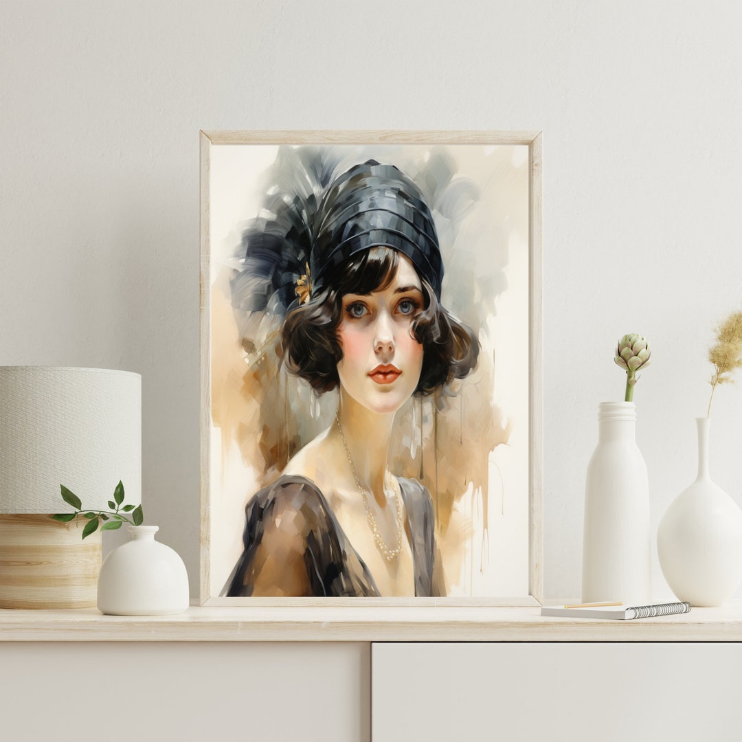 Oil Painting Flapper Girl Wall Art, Printable Wall Art, Instant ...