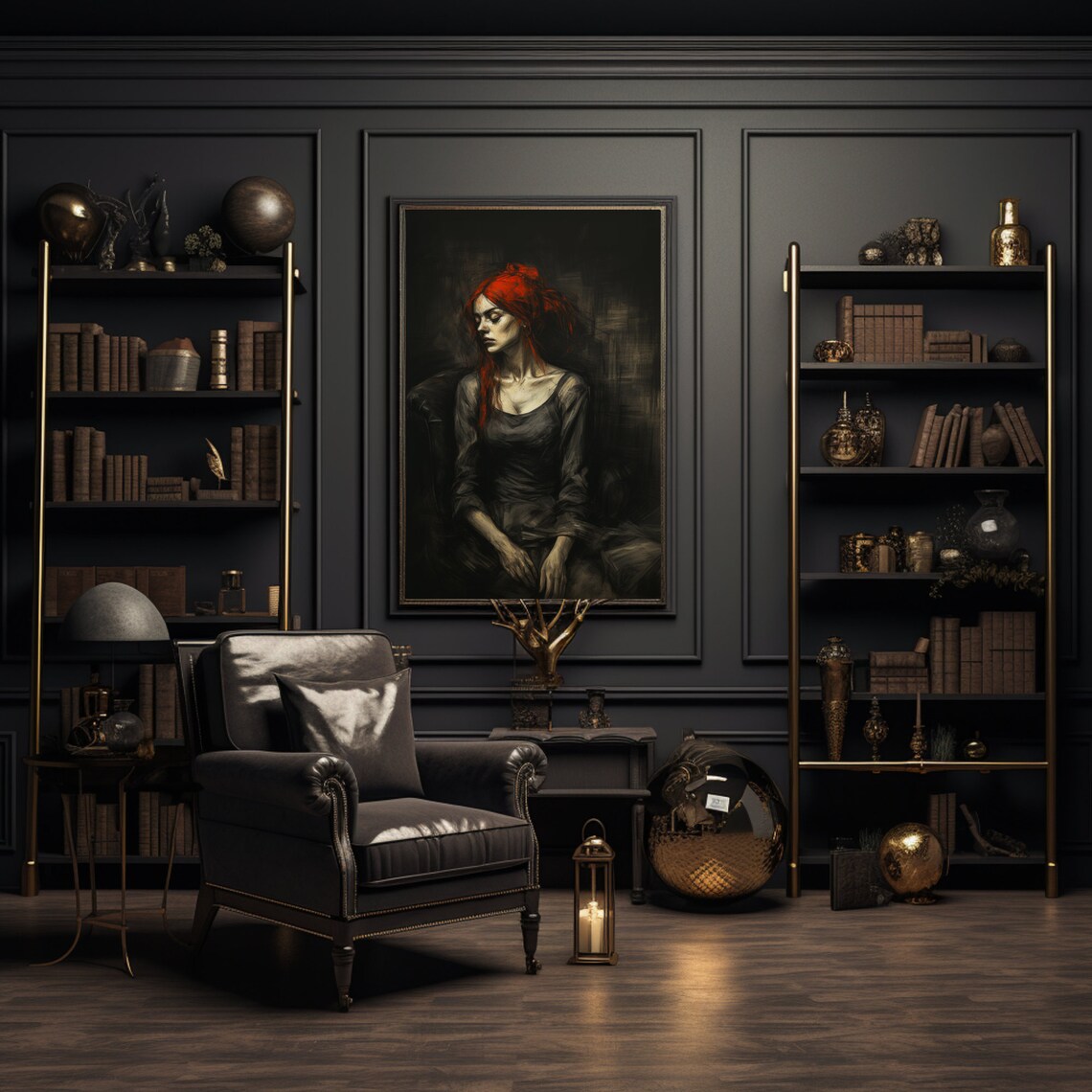 Red-haired Mourning: Pencil Sketch Portrait Wall Art of a Grieving ...