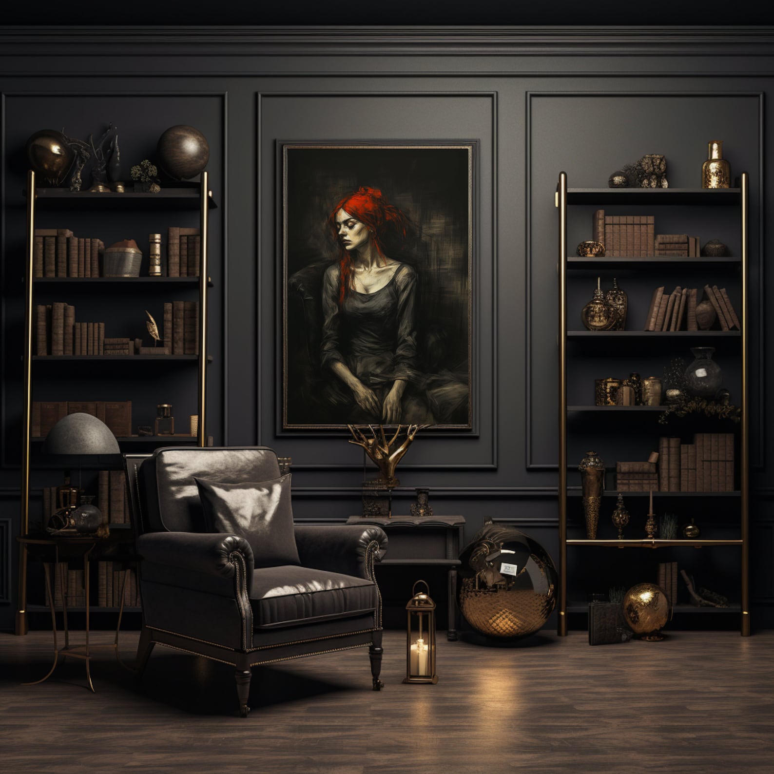 Red-haired Mourning: Pencil Sketch Portrait Wall Art of a Grieving ...