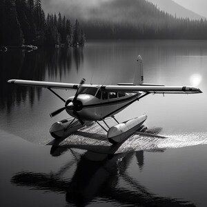 Printable Black and White Seaplane Wall Art, Instant Download, 300DPI ...