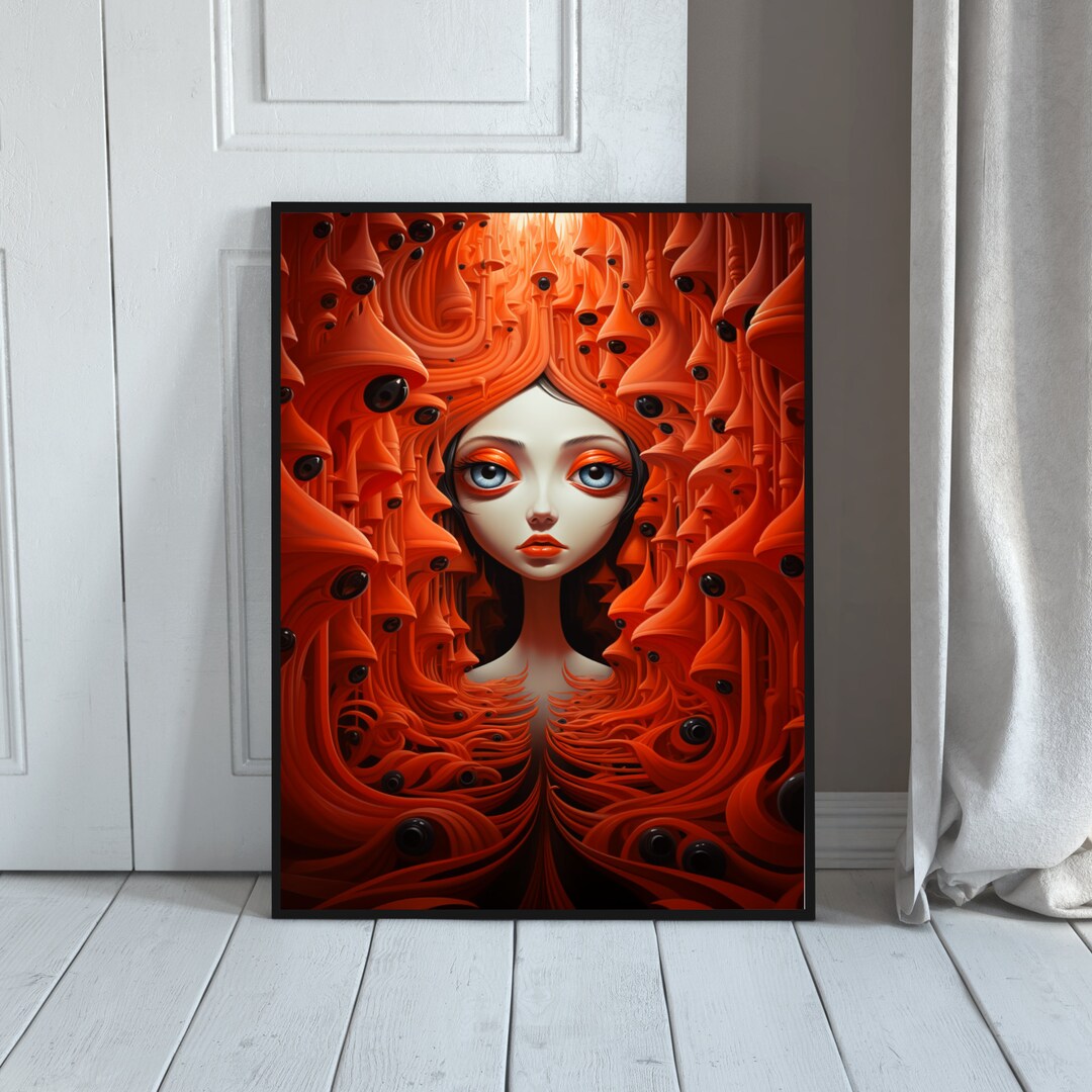 Printable Surreal Portrait in Orange Tones Wall Art, Instant Download ...