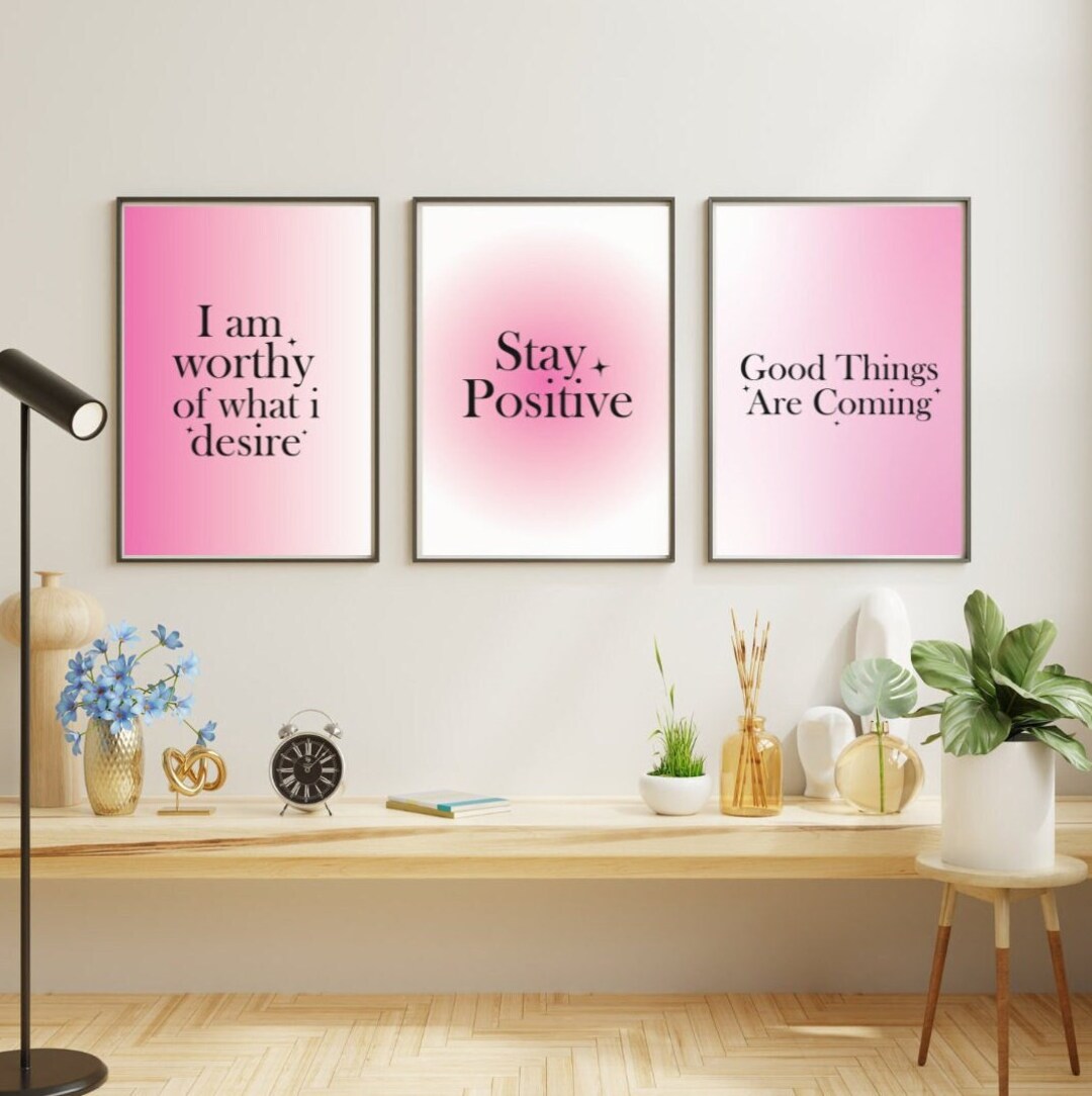 Pink Positive Affirmations Prints (set of 3) | A4 | Wall Art ...