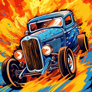Hot Rod Pop Art Style Home Decor Wall Art Downloadable Print - Etsy