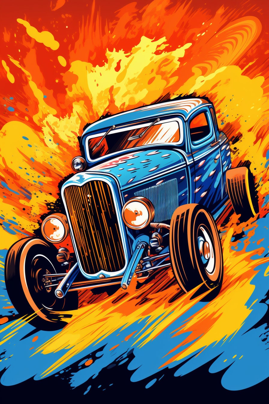 Hot Rod Pop Art Style Home Decor Wall Art Downloadable Print - Etsy
