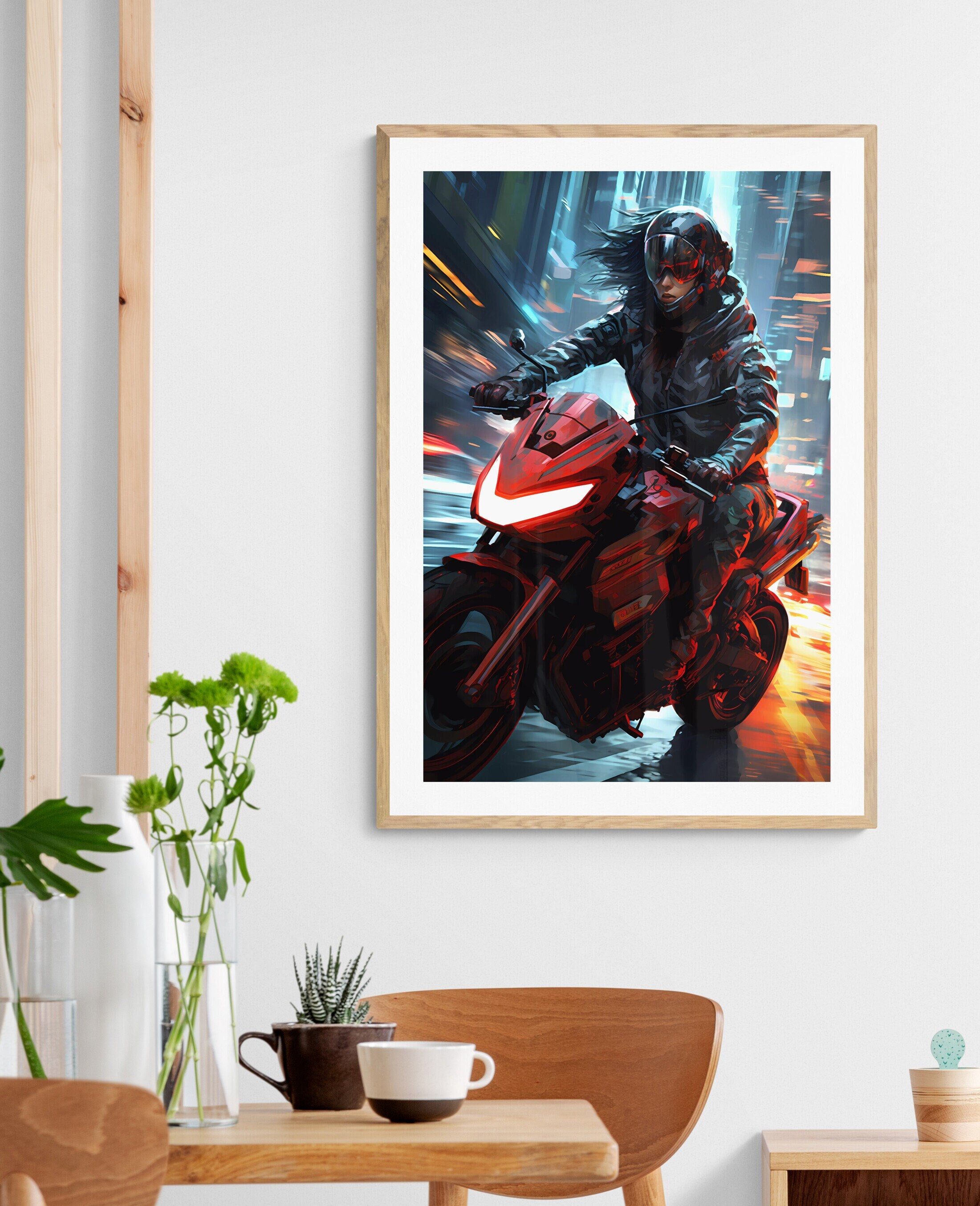 Cyberpunk Biker Girl Wall Art Digital Downloadable Cyberpunk Print - Etsy