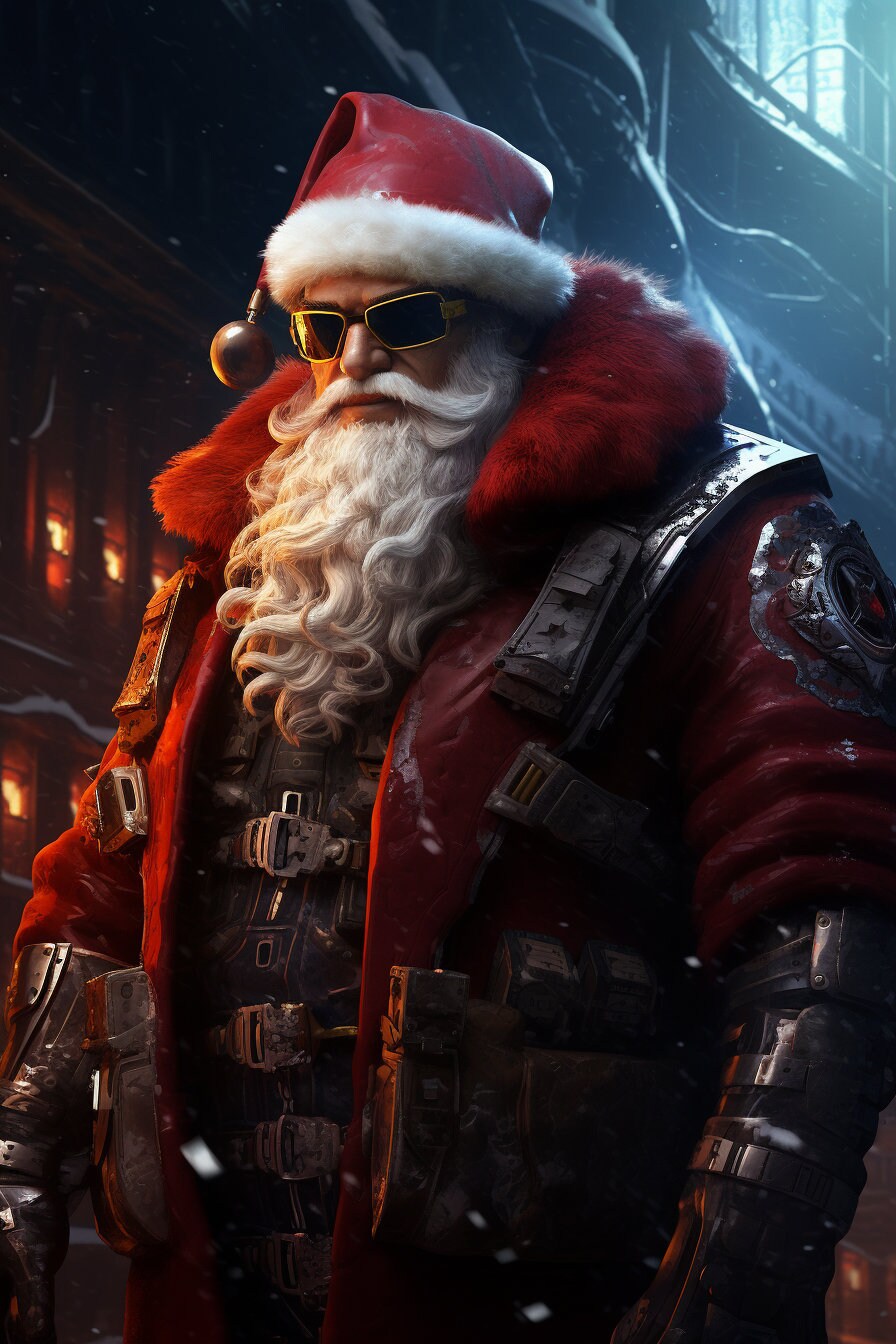 Cyberpunk Santa Wall Art Digital Downloadable Christmas Print - Etsy