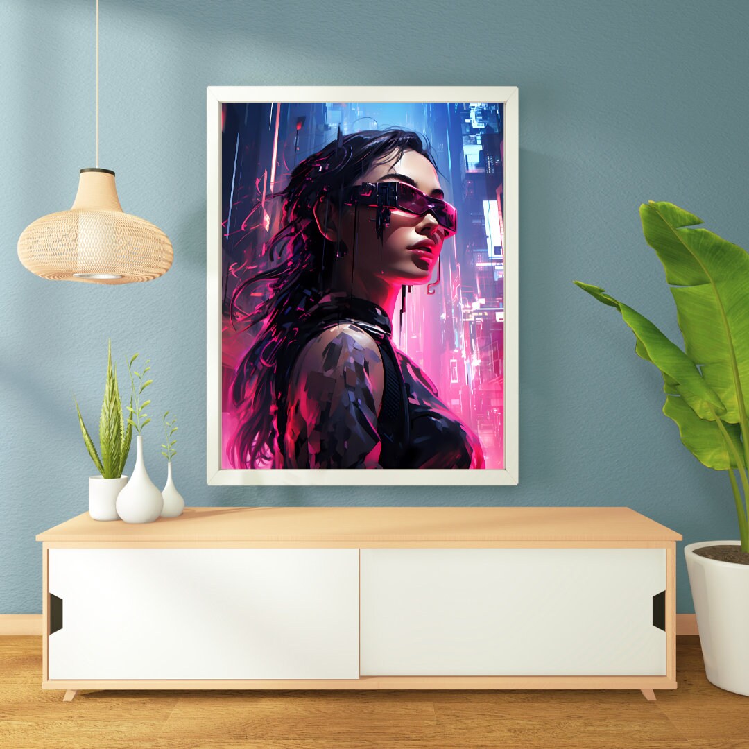 Cyberpunk Woman Wall Art Digital Downloadable Cyberpunk Print - Etsy