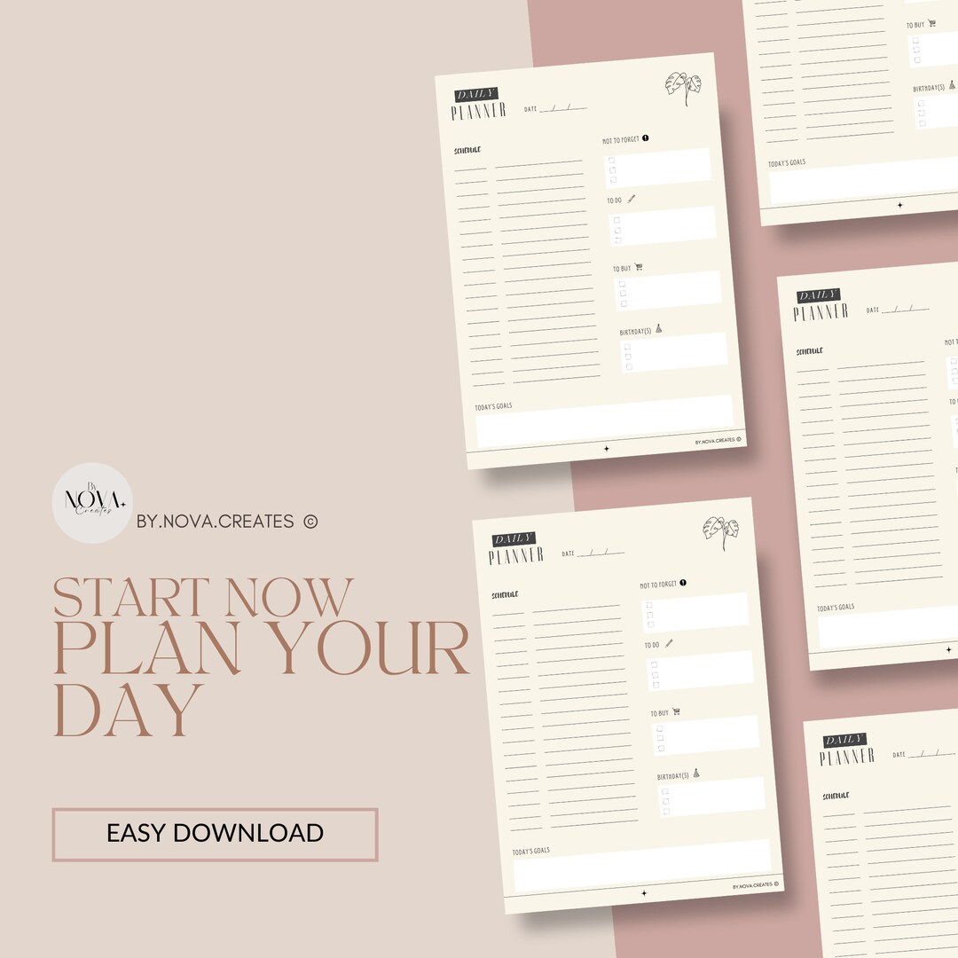 PRINTABLE DAILY Beige Planner, Productivity Planner, to Do List ...