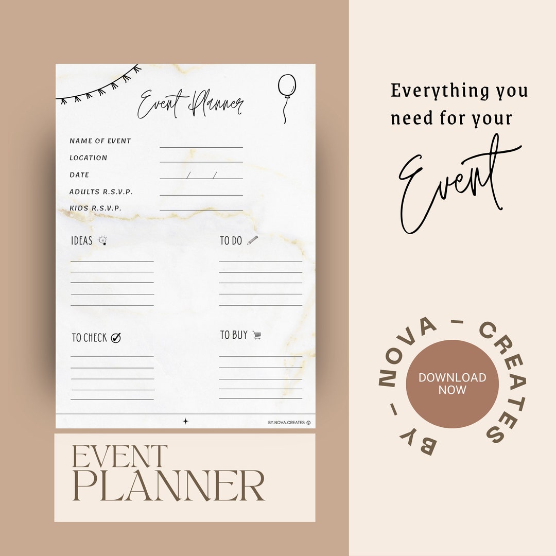 PRINTABLE EVENT Planner Suitable for Planning Your Holidays, Kids ...