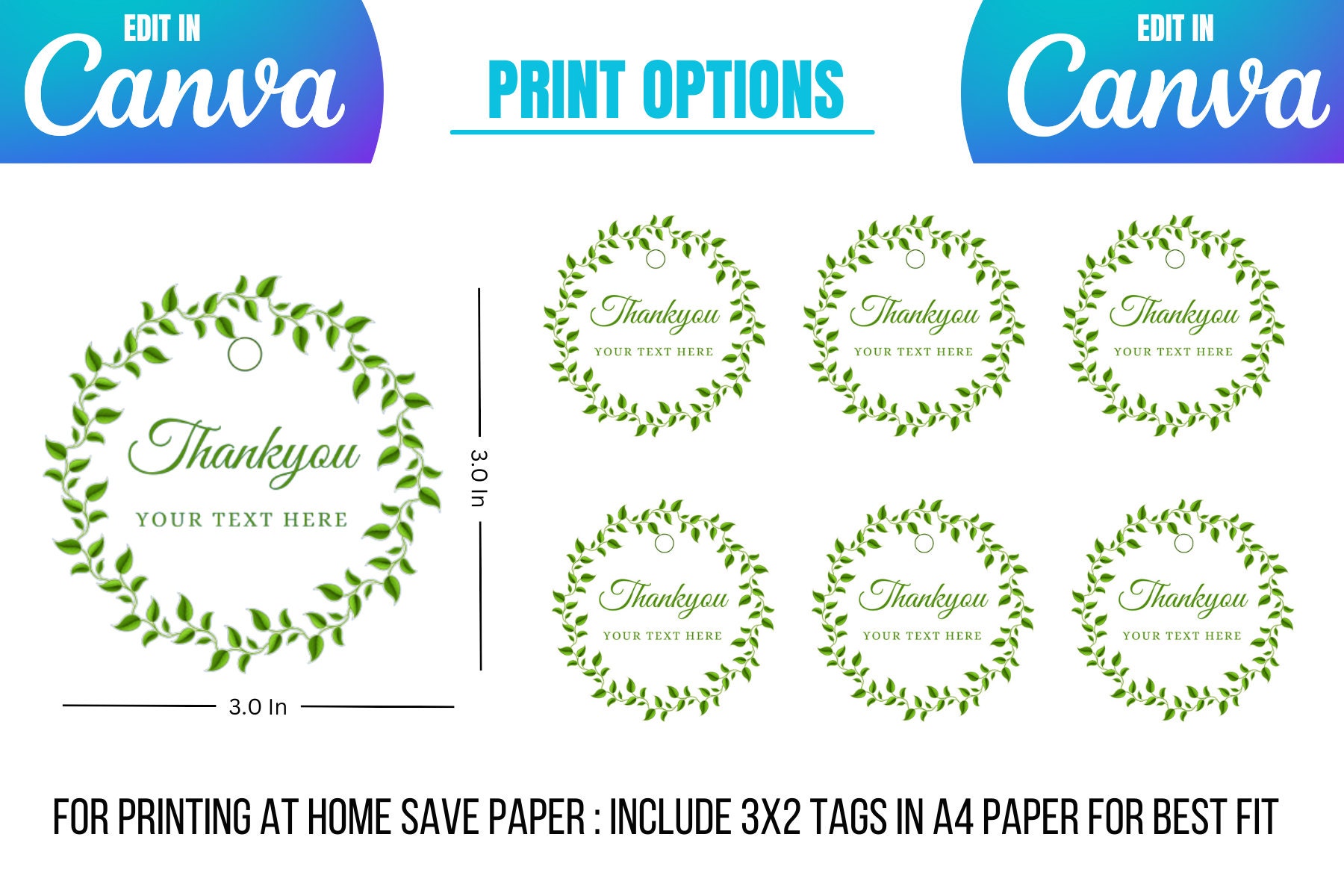 Editable Round Tags Editable in Canva Instant Download - Etsy Canada