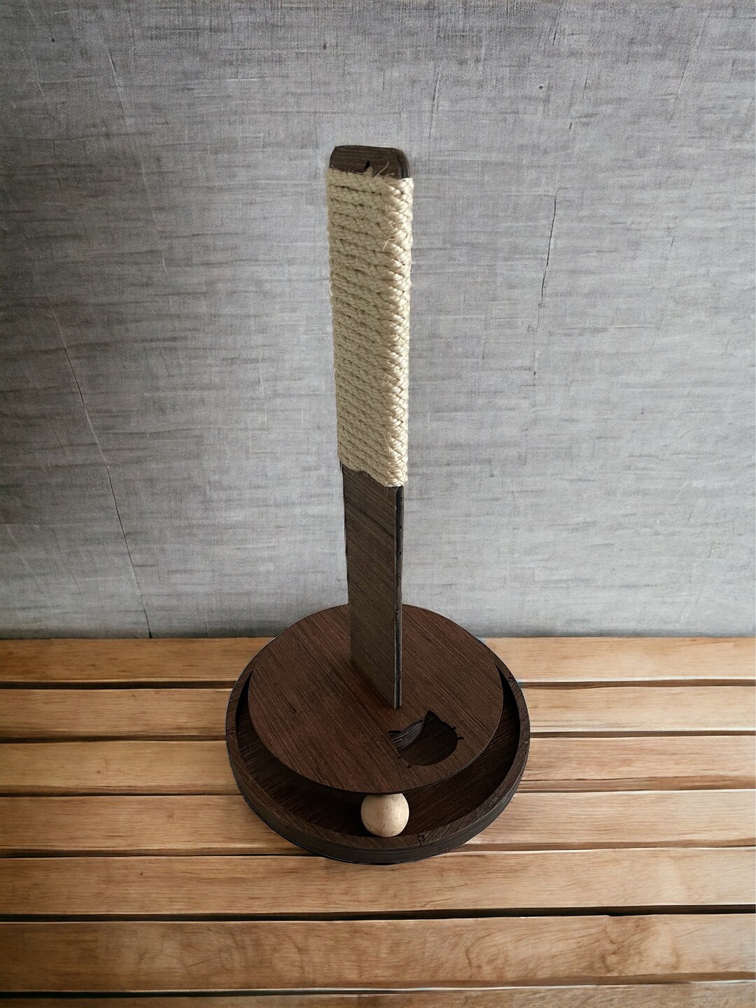 Handcrafted Interactive Cat Toy With Ball and Scratching Post. - Etsy