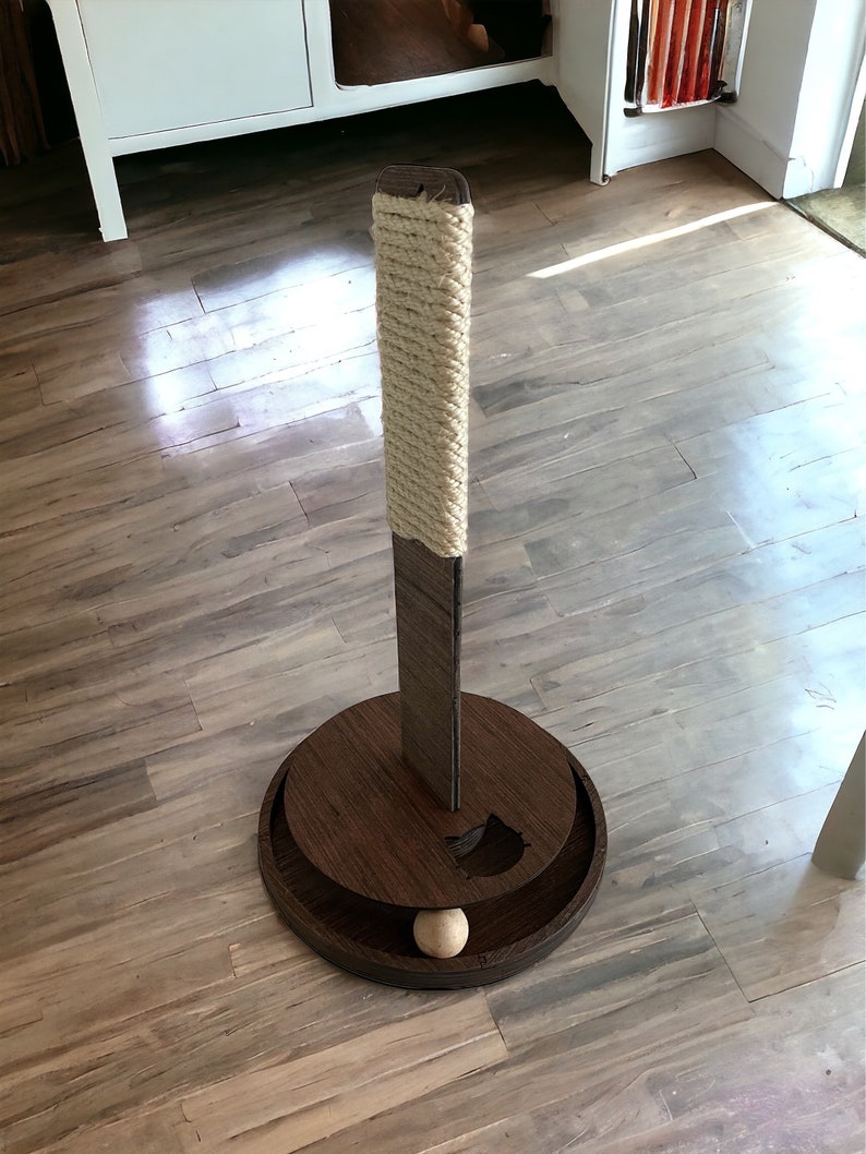 Handcrafted Interactive Cat Toy With Ball and Scratching Post. - Etsy