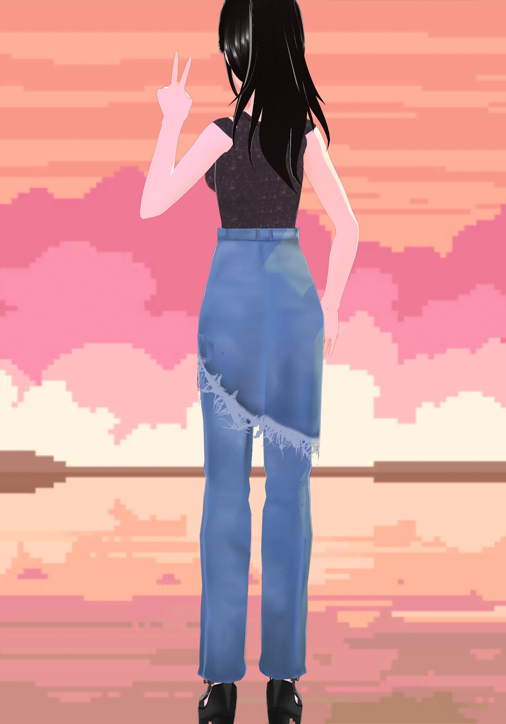 Vroid 90s Distressed Ripped Skirt Jeans Grunge Fashion - Etsy