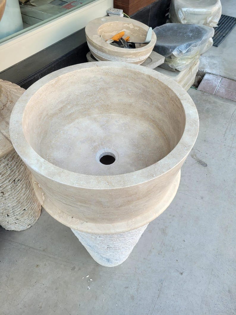 Modern Cone Stone Vertical Sink Basin, Decorative Concrete Bathroom ...