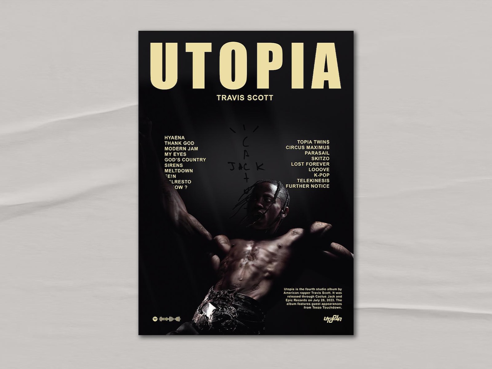 Travis Scott - Utopia Album Cover Digital Poster | Premium Album Poster ...