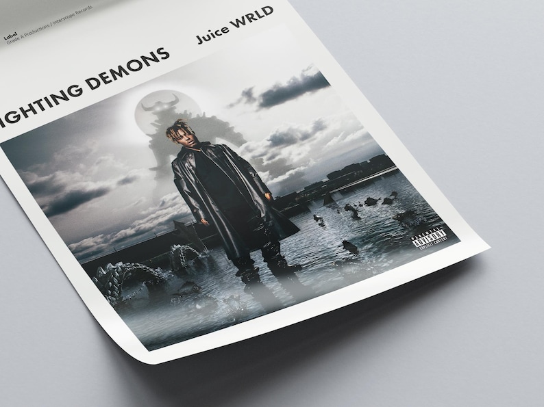 Juice WRLD Fighting Demons Digital Album Poster - Rap Album Cover Print ...