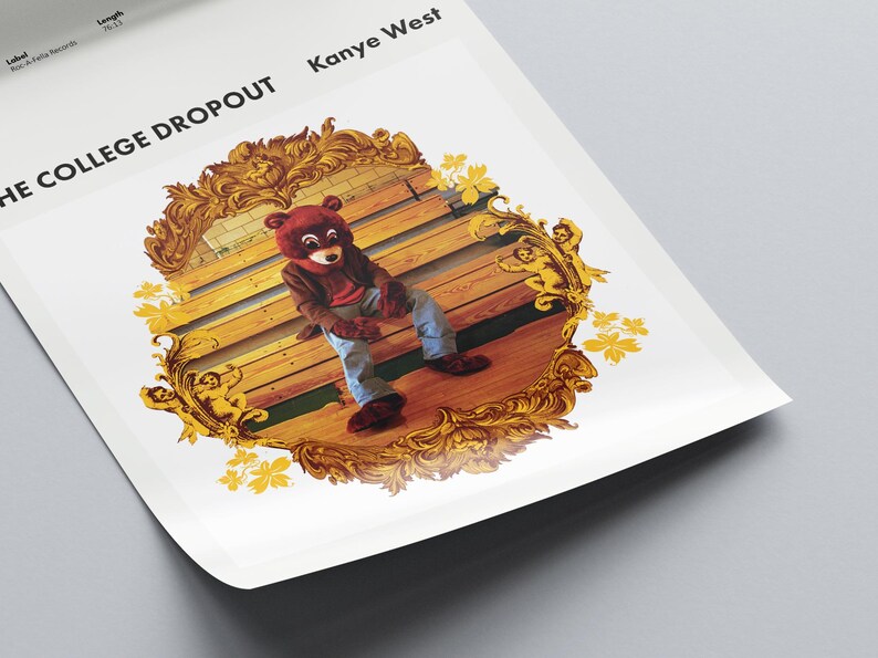 The College Dropout Kanye West Poster – Classic Hip Hop Digital Album ...