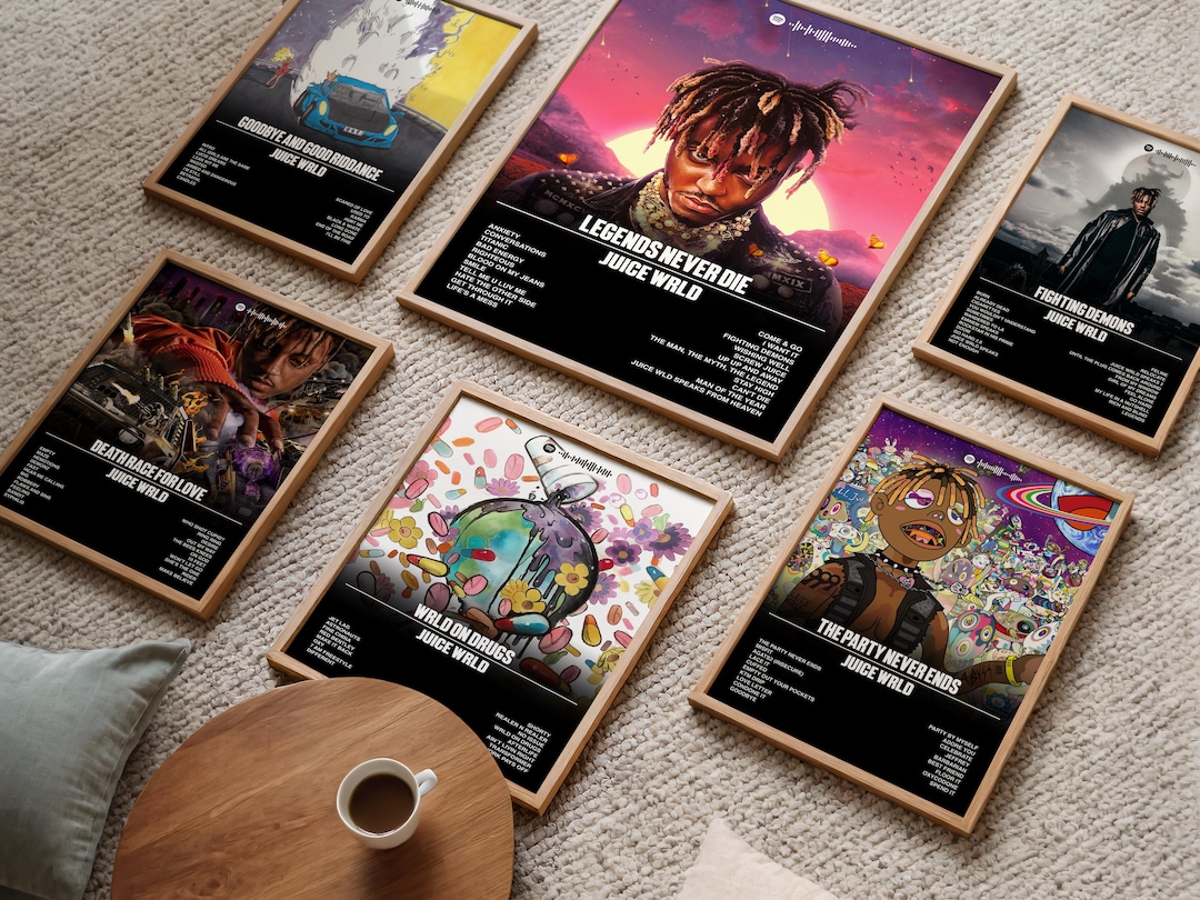 Juice WRLD Poster Set – 6 Digital Album Cover Prints – Hip Hop Rap Wall ...