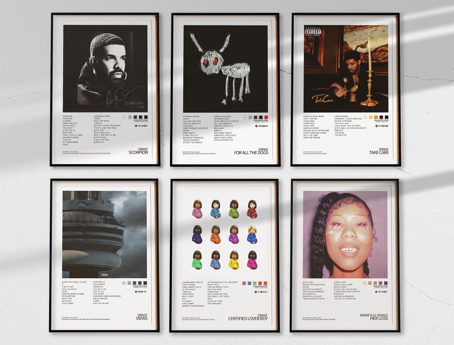 Drake - 6 Album Cover Digital Poster Bundle - Nothing Was the Same ...
