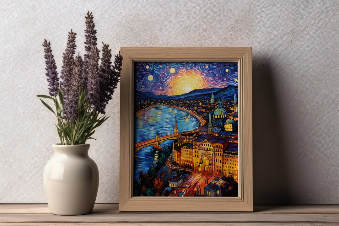 The Starry Night Print Budapest Poster Late Night Sky Vincent Van Gogh ...