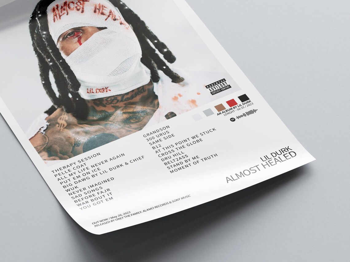 Lil Durk - Almost Healed Album Cover Digital Poster | All My Life Song ...
