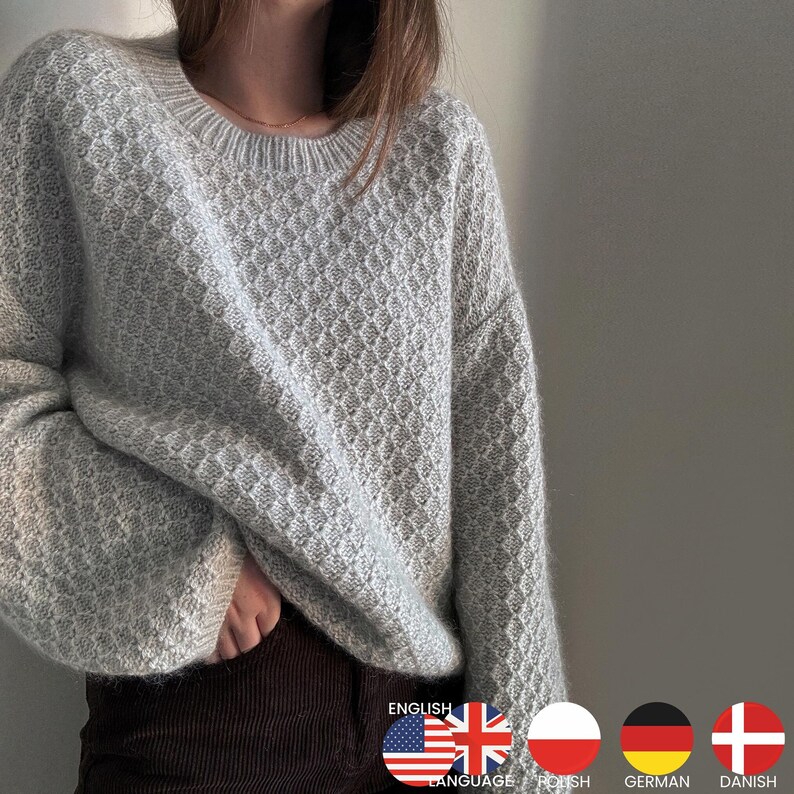 Francesca Sweater Pattern: Luxurious Textured Knit Scheme for Ladies Oversized Fit, Drop ...