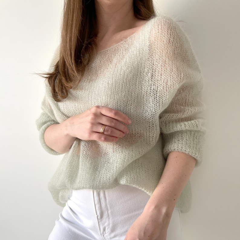 Thin Jumper Knitting Pattern: Women's Loose Knit Mohair Sweater Pattern ...